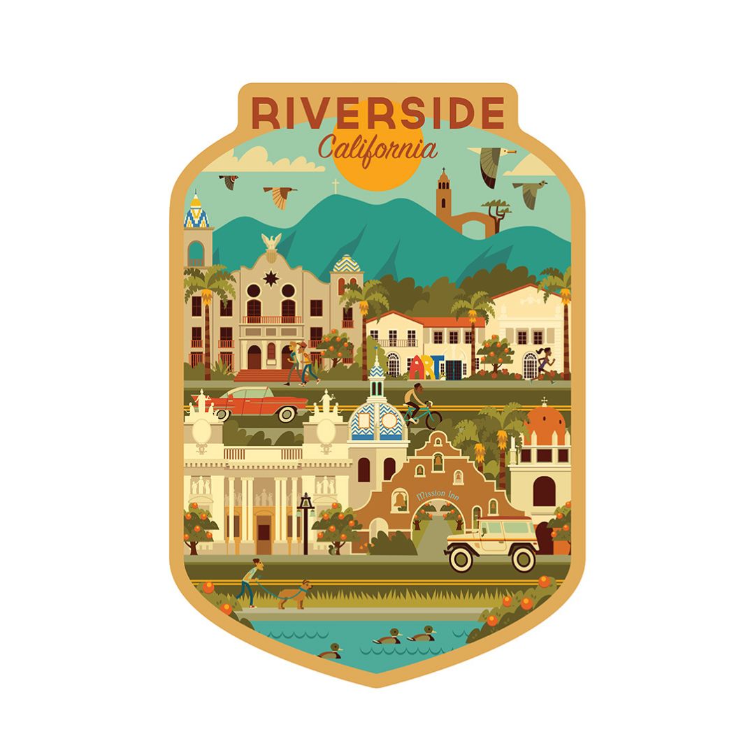 Riverside, California - Geometric Sticker Large – Mission Inn Museum